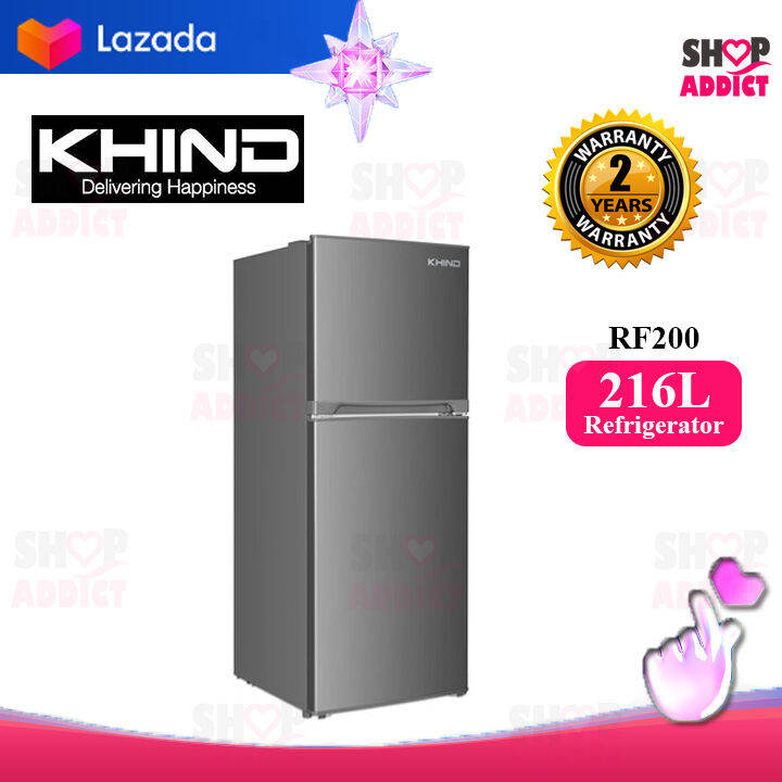 KHIND 216L Two Door Refrigerator RF200/ Peti Sejuk KHIND RF200 | Lazada