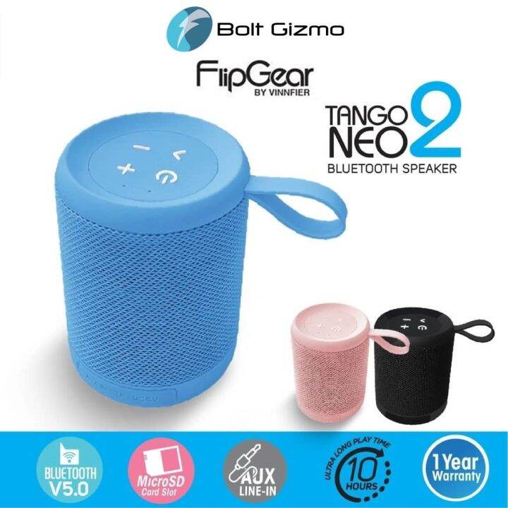 Vinnfier FlipGear Tango Neo 2 Portable Bluetooth Speaker, MicroSD Card Slot and Aux Line in For ...