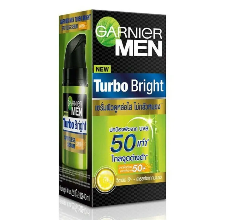 GARNIER Men Turbo Bright Spotless Serum SPF50+ การ์นิเย่ เมน เทอร์โบไลท์ สปอตเลส เซรั่ม 40ml ...