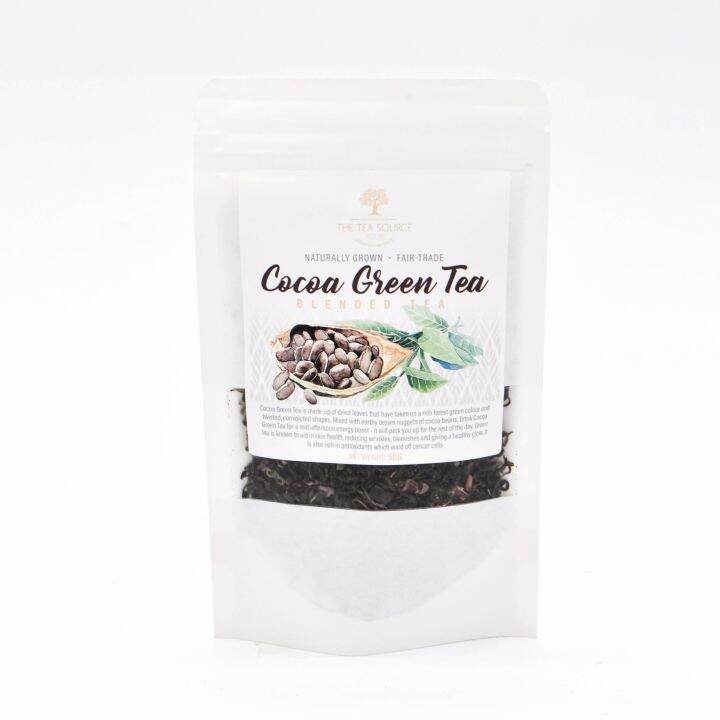 Cocoa Green Tea | Blended with Green Tea | in Zip Pouch | Tea Source ...