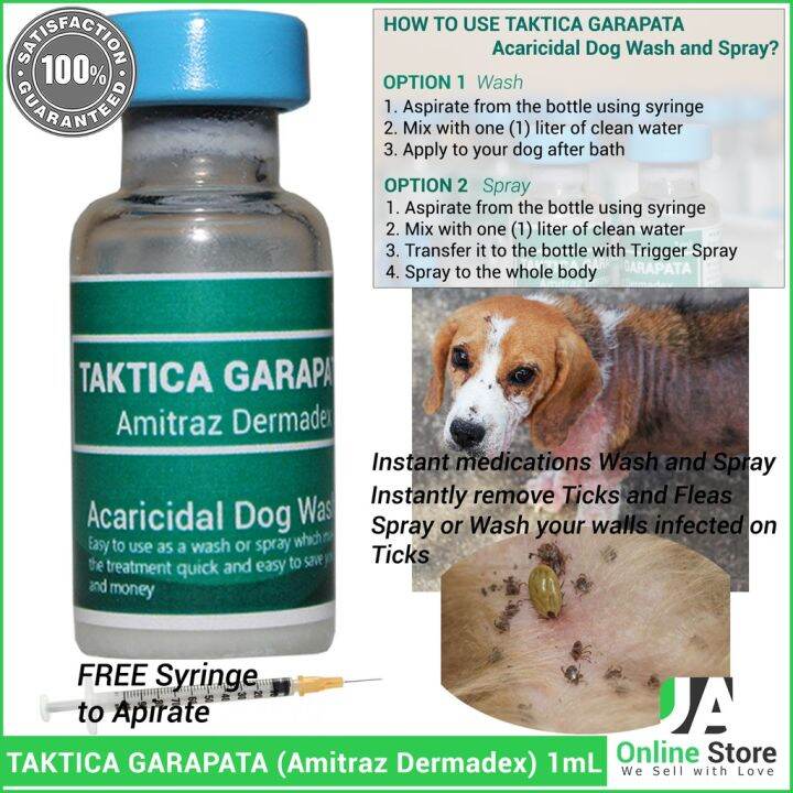 TAKTICA GARAPATA Pure Amitraz Dermadex Acaricidal Dog Wash OR Spray ...