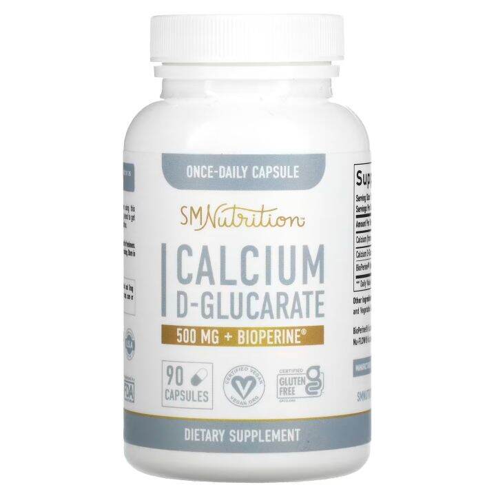 SMNutrition, Calcium D-Glucarate + BioPerine, 500 mg, 90 Capsules ...