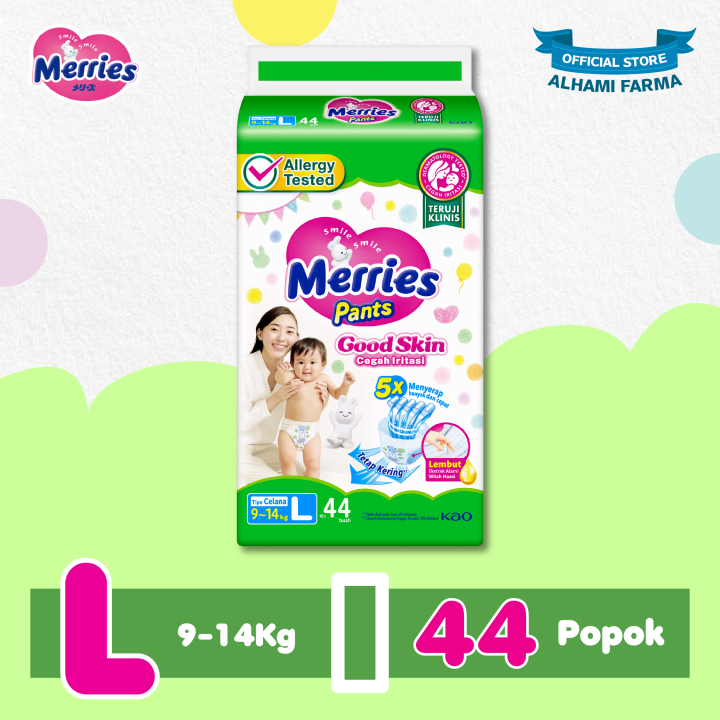 MERRIES POPOK BAYI GOOD SKIN UKURAN L (9-14 Kg) ISI 44 - 100% ORIGINAL ...