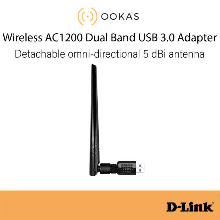D-Link Wireless AC1200 DWA-185 Dual Band USB 3.0 Adapter with External ...