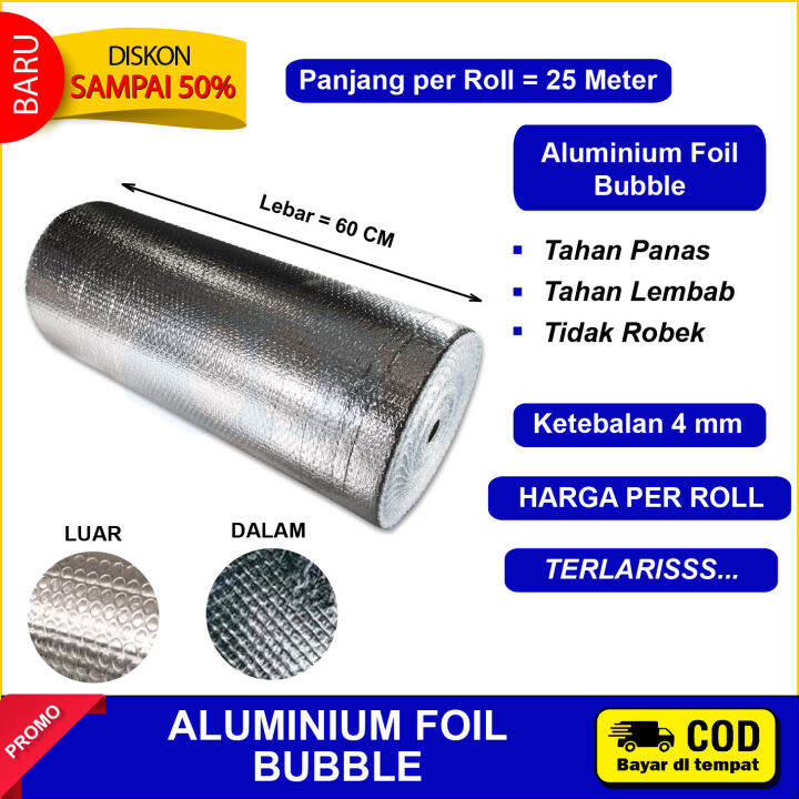 ( 1 Roll ) Aluminium Foil Bubble Alumunum Foil Bubble Peredam Panas Atap Rumah genteng Ketebalan ...