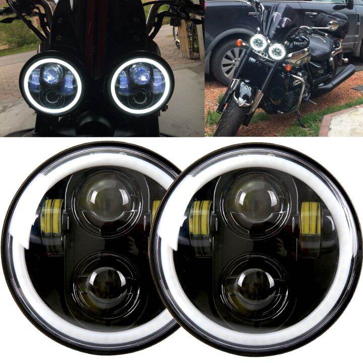 Motorcycle headlights 5.75 inch halo light for Triumph III 3&Speed ...