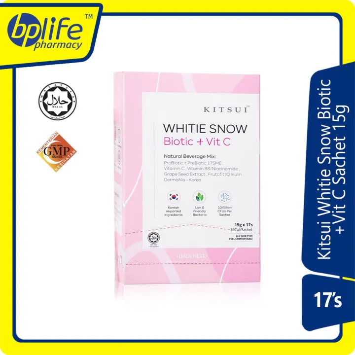 Kitsui Whitie Snow Biotic + Vit C Sachet 15g x 17s | Lazada