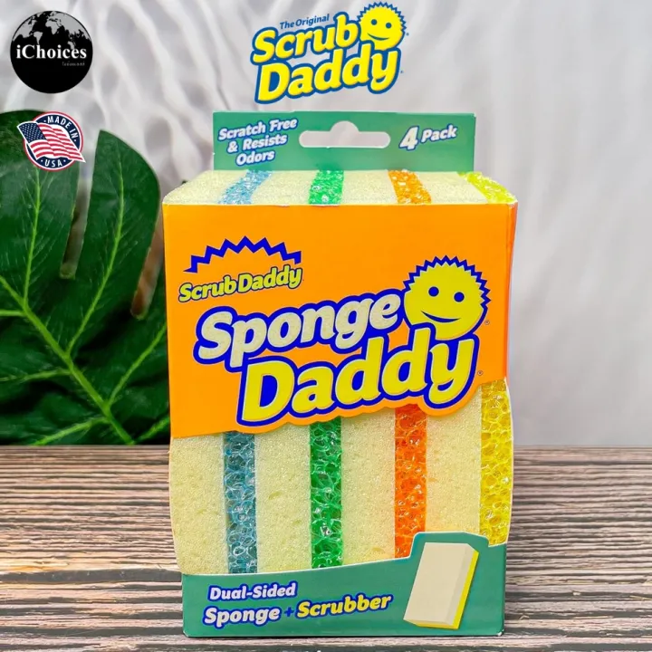 [Scrub Daddy] Sponge Daddy Dual-Sided Sponge+Scrubber, 4 Count ฟองน้ำทำ ...