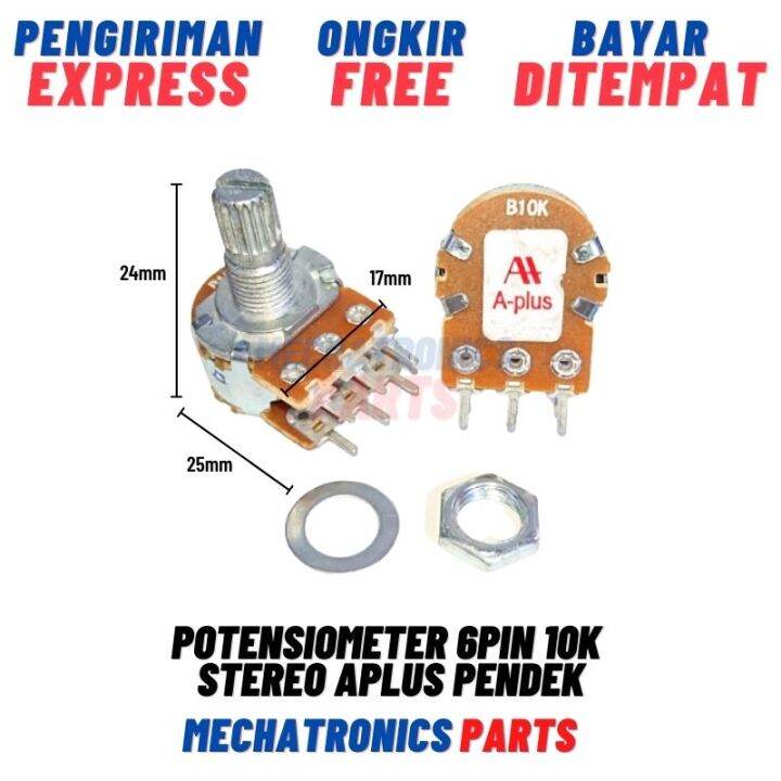 Potensiometer 6Pin 10K Stereo APLUS Pendek Potentio 6 Pin Kaki AS ...