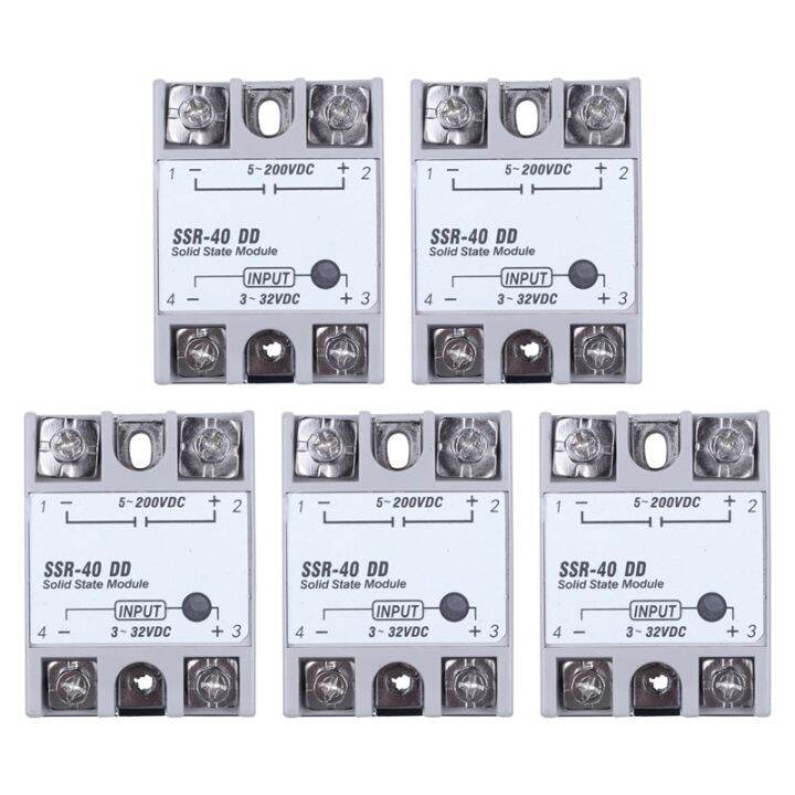 5X Single Phase Solid State Relay DC-DC SSR-40DD 40A DC3-32V DC5-60V ...
