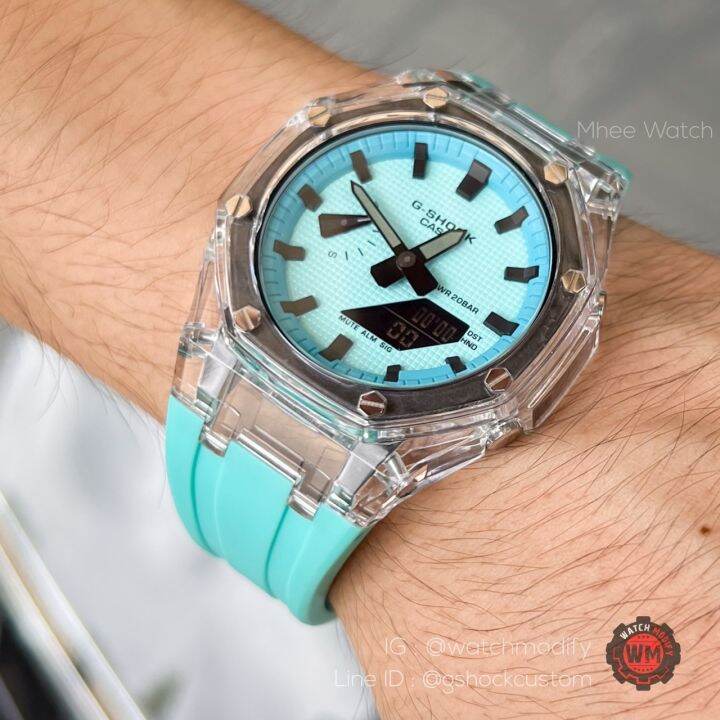 G-Shock GA-2100-1A1 Black ทิฟฟานี Dial Glass Terminator with Buckle ...