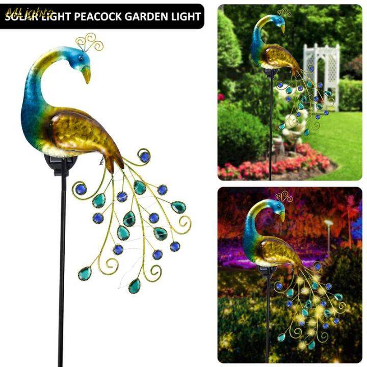Solar Peacock Light IP44 Waterproof Metal Peacock Stake Light Auto On ...