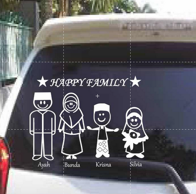 Stiker mobil stiker kaca belakang mobil stiker happy family | Lazada ...