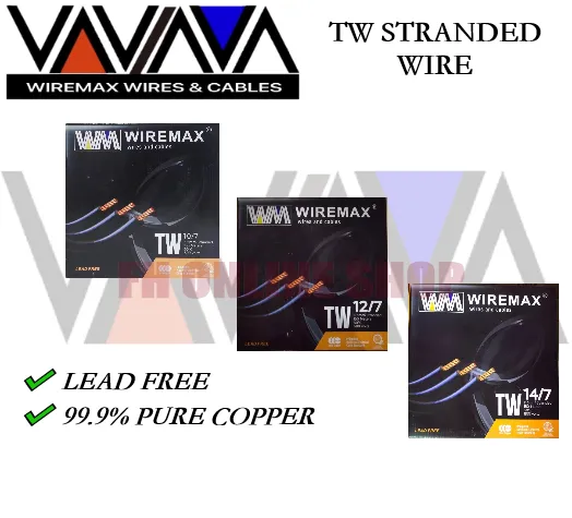 AFFORDABLE WIREMAX TW Stranded Wire PER 50 METER #14 (2.0mm) #12 (3.5mm) #10(5.5mm) #8(8.0mm ...