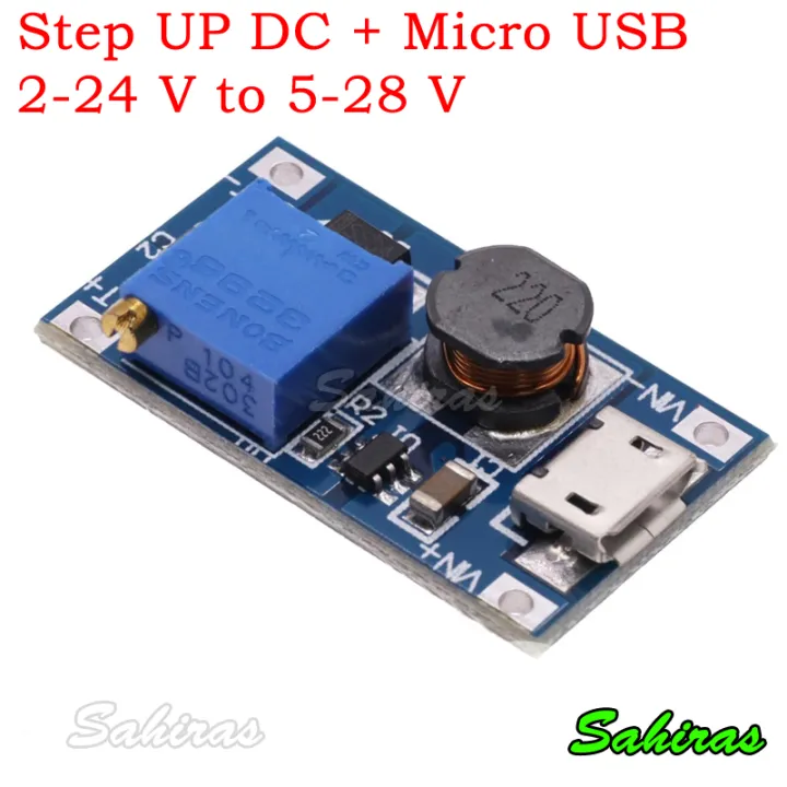 Modul MT3608 Step UP DC 2v-24v to 5v-28v Adjusteble DC 2A + Micro USB | Lazada Indonesia