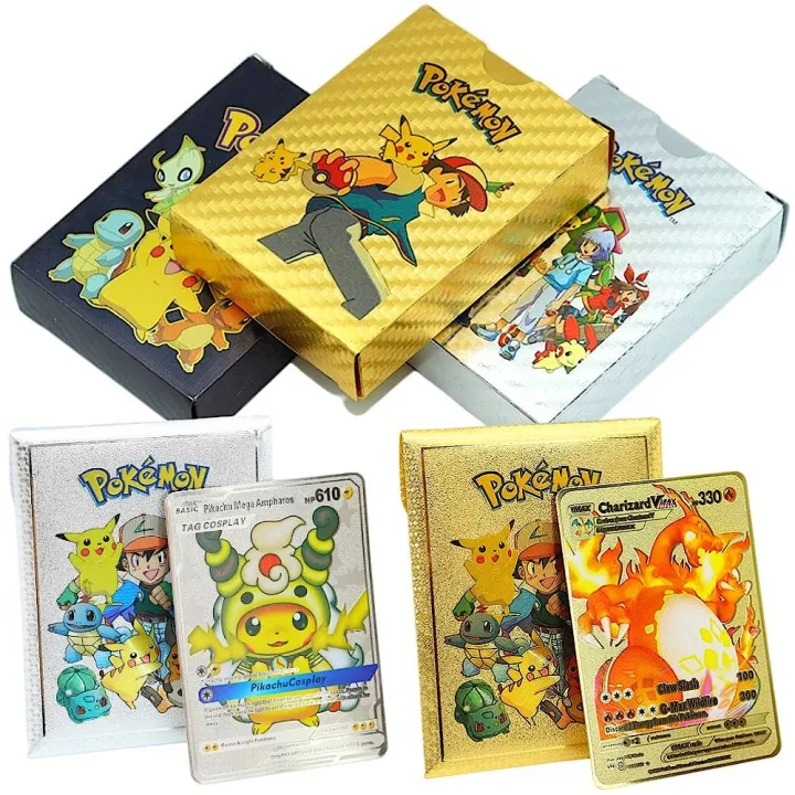 Pokemon Metal Card Pack Vmax Case Mew GX Box Gold Silver Charizard ...