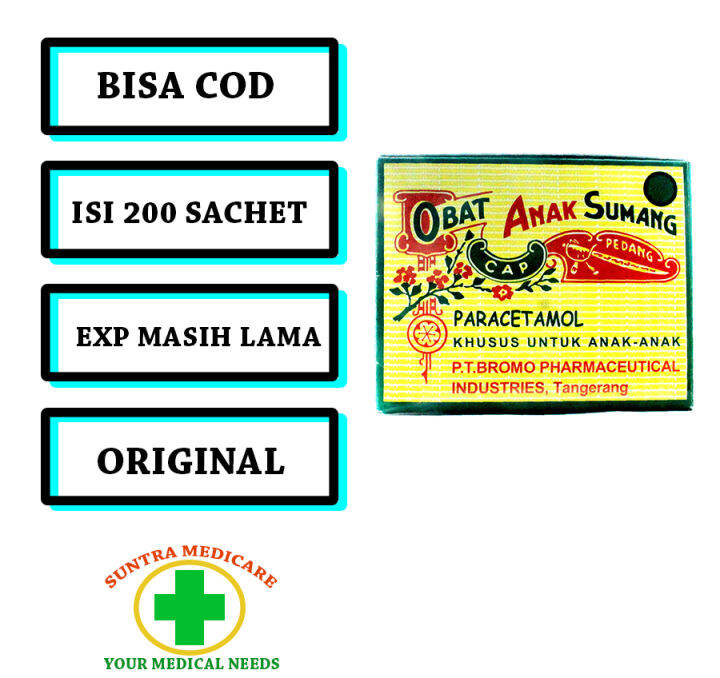 Anak Sumang Cap Pedang Paracetamol anak isi 200 Sachet (box) | Lazada ...