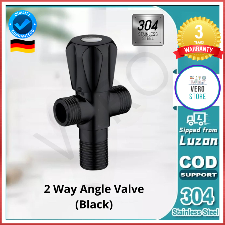 SUS304 Matte Black Two Way Angle Valve 2 Way Faucet Stainless Steel 1 ...