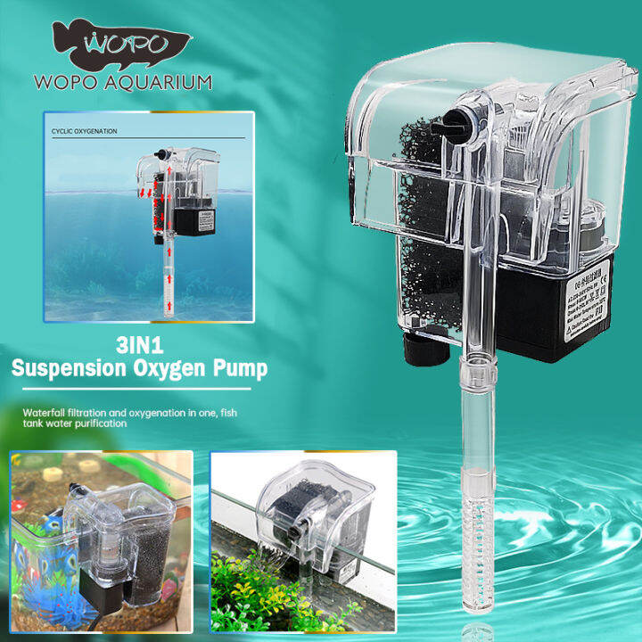 3 in 1 Small Aquarium Filter Small Tank Filter Suspension Oxygen Pump ...