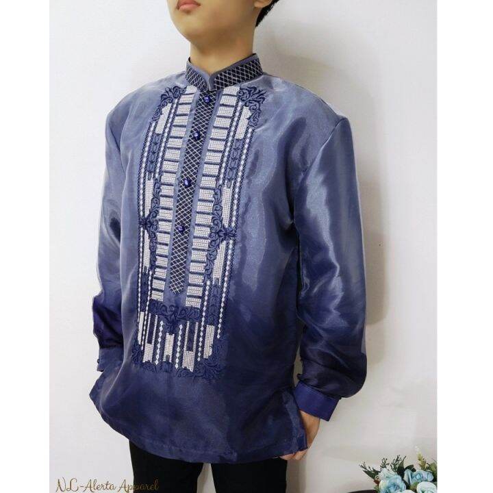 Mens Barong Tagalog Double Chinese Collar Pure Embroidered For Men