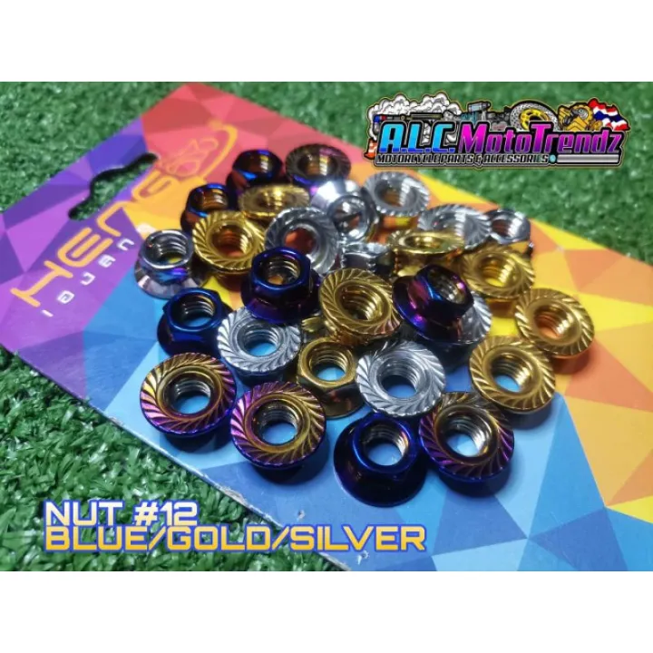 ALC Mototrendz - HENG NUT # 12 ( 8MM butas) Gold / Silver / Blue For ...