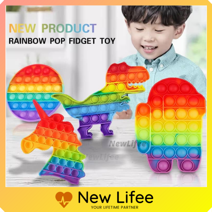 POP IT Push Fidget Bubble Sensory Rainbow Reliver Stress Toy Anti ...