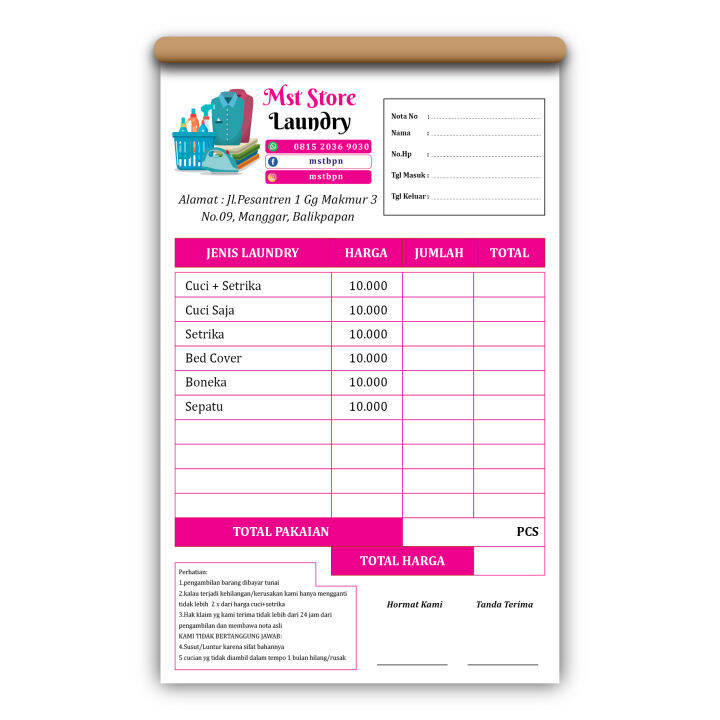 Nota Laundry Custom - Paket Hemat 4 Buku / 6 Buku | Lazada Indonesia Nota Laundry Custom - Paket Hemat 4 Buku / 6 Buku | Lazada Indonesia