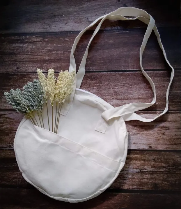 Canvas Round Tote bag with Pocket | Lazada PH