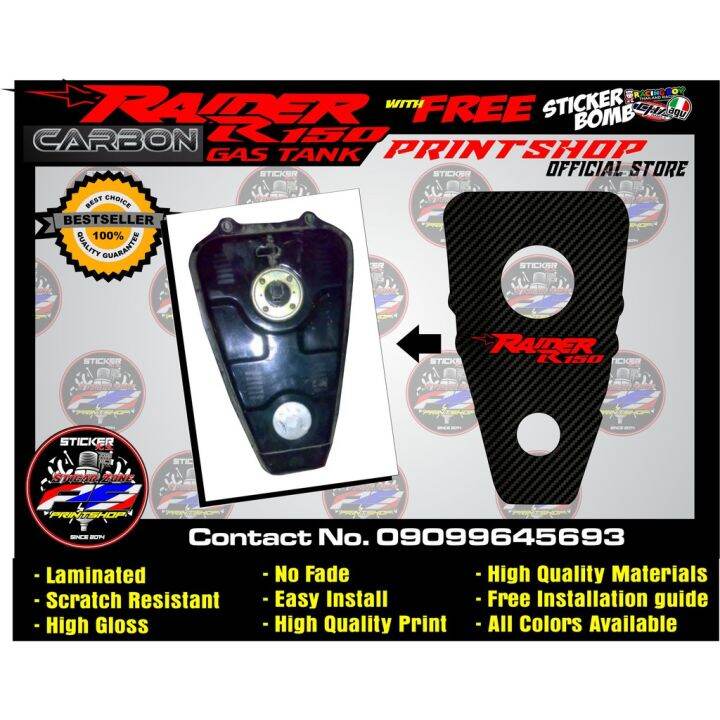 立即发货 Raider 150 R150 Carb Gas Tank Decal Sticker (3D Carbon) | Lazada PH
