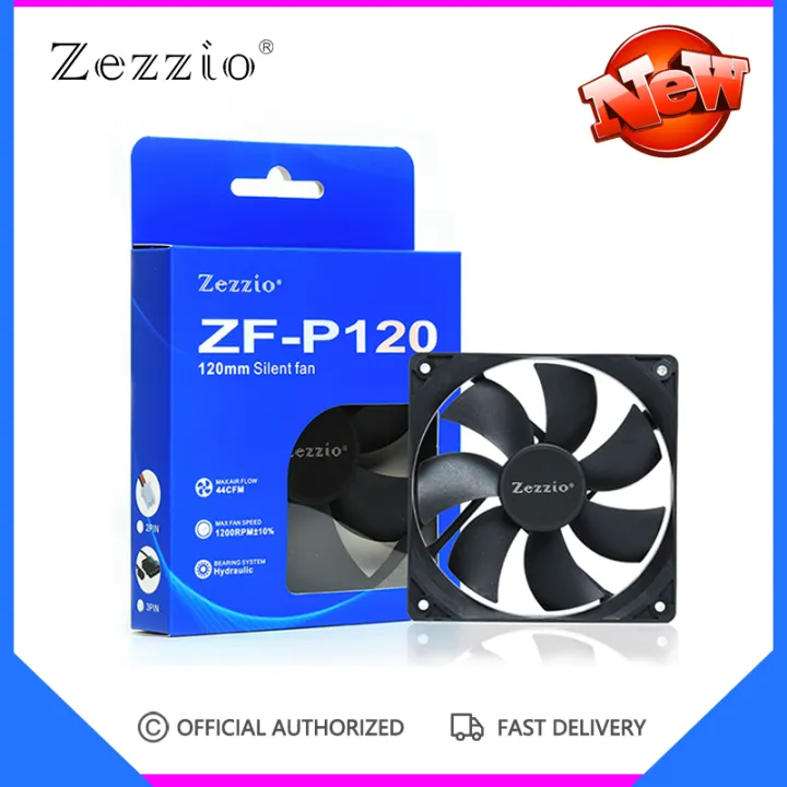 Zezzio ZF-P120 120mm PC Case Cooling Fan 3PIN and molex port Quiet High air volume Cooler Fan ...
