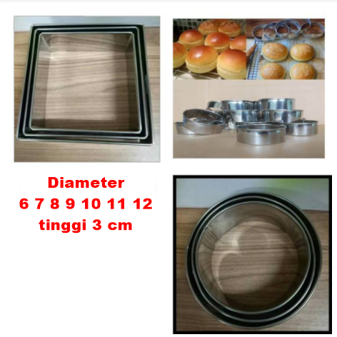 Ring cutter bulat kotak Ring roti bulat kotak stainless diameter 6 - 7 ...