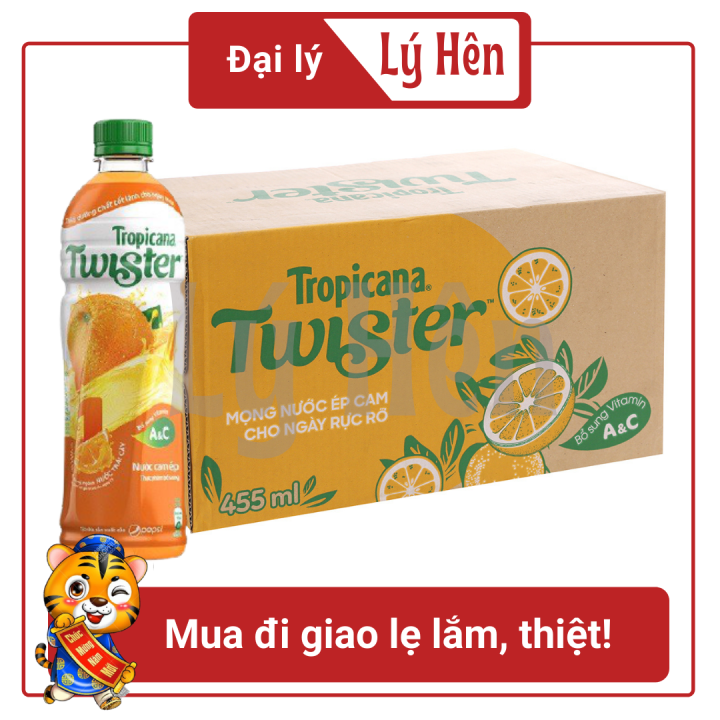 Thùng 24 Chai Nước Cam Ép Twister Tropicana Chai Nhựa 455ml Date Luôn Mới | Lazada.vn