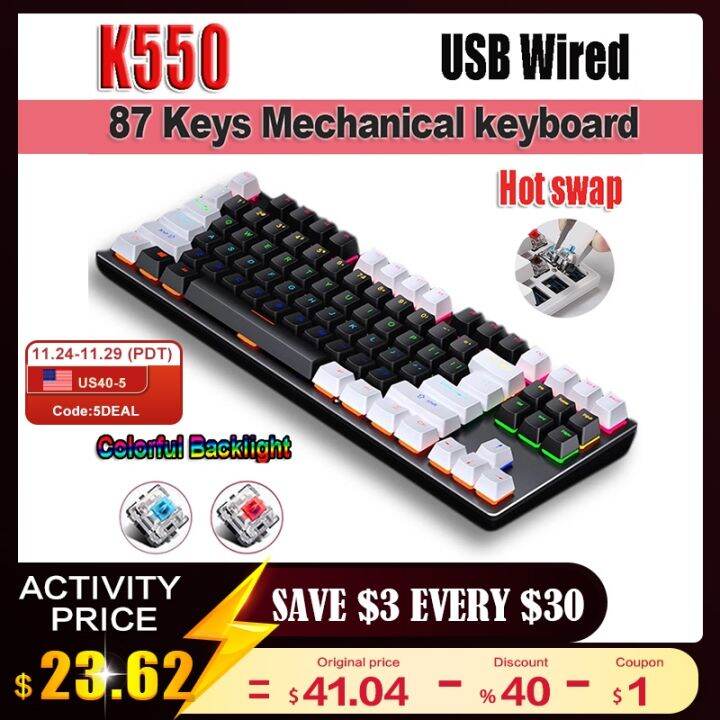 [HOT BEI SAKE] K550 USB Wired Mechanical Keyboard 87 Keys Colorful ...