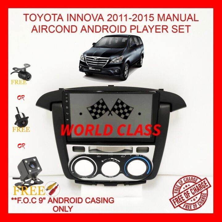 TOYOTA INNOVA 2011-2015 ( MANUAL AIRCOND ) 9" ANDROID IPS PLAYER 2.5D ...