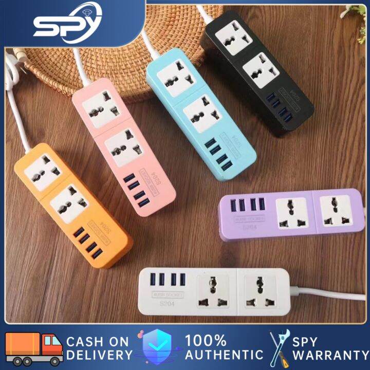 Spy S204 Extension Cord with 2 Power Socket & 4 USB Ports Charging ...