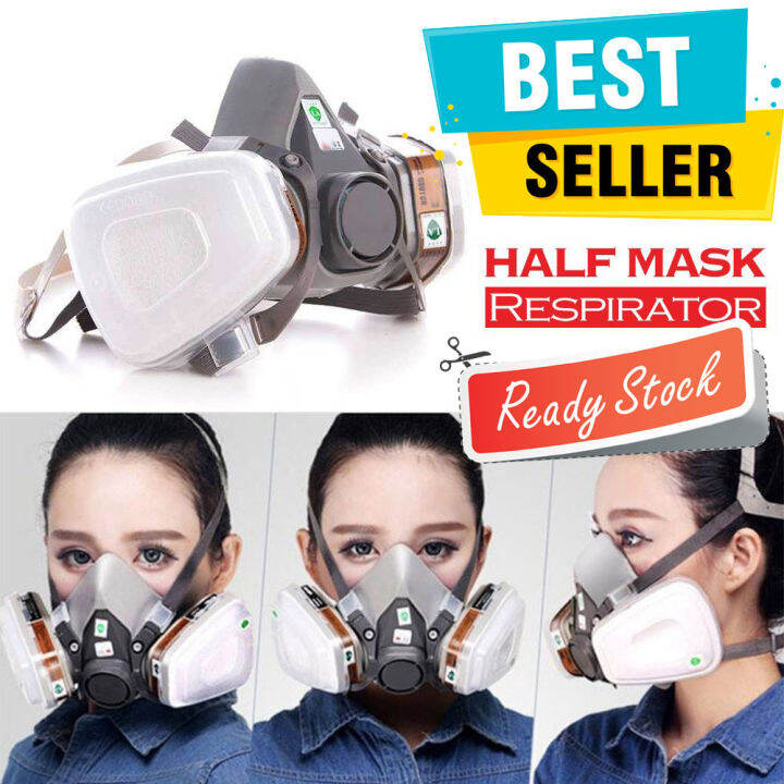 Masker Gas Respirator 6200 dengan Filter Half Face Protector Industrial ...