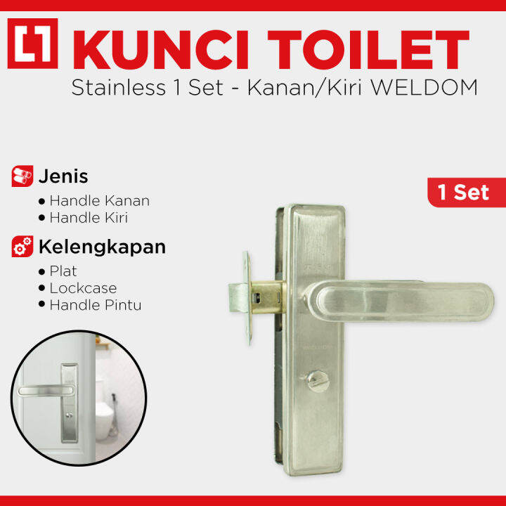 Handle Kunci Pintu Kamar Mandi Toilet 1 Set Gagang Kiri/Kanan - Weldom ...