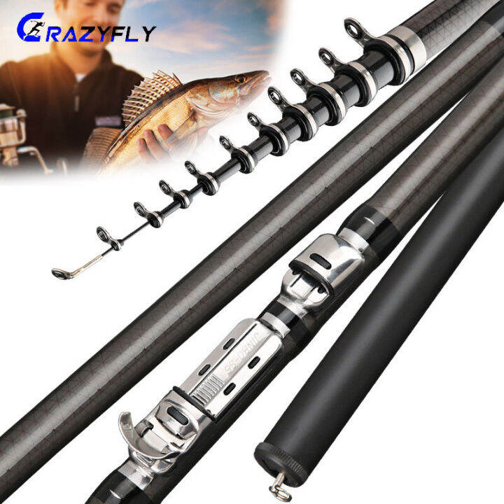 Crazyfly Telescopic Carbon Rock Fishing Rod 30T Hand and Sea Dual-use ...
