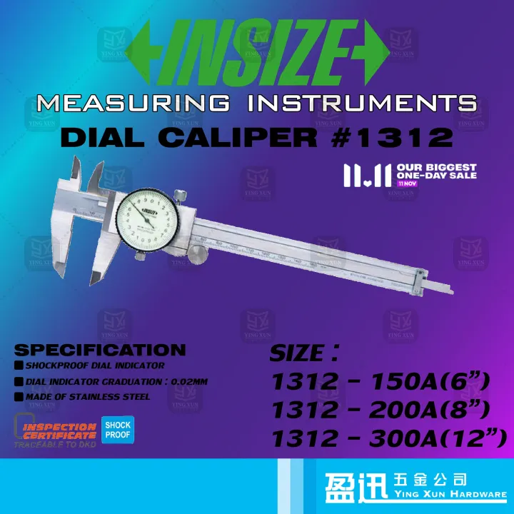 Insize Dial Caliper Measure Tools Gauge #1312-150A - 300A | Lazada