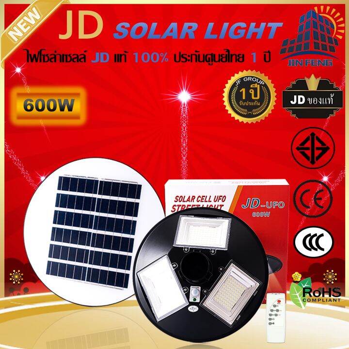 JD Solar lights ไฟโซล่าเซลล์ 10000W โคมไฟโซล่าเซล พร้อมรีโมท รับประกัน 1ปี หลอดไฟโซล่าเซล ไฟสนาม ...