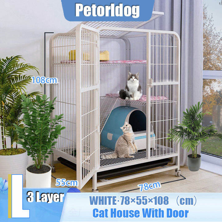 White 3 Layer Moveble Large Cat Cage Easy Assemble Cage Pet 3 Layer Cat ...