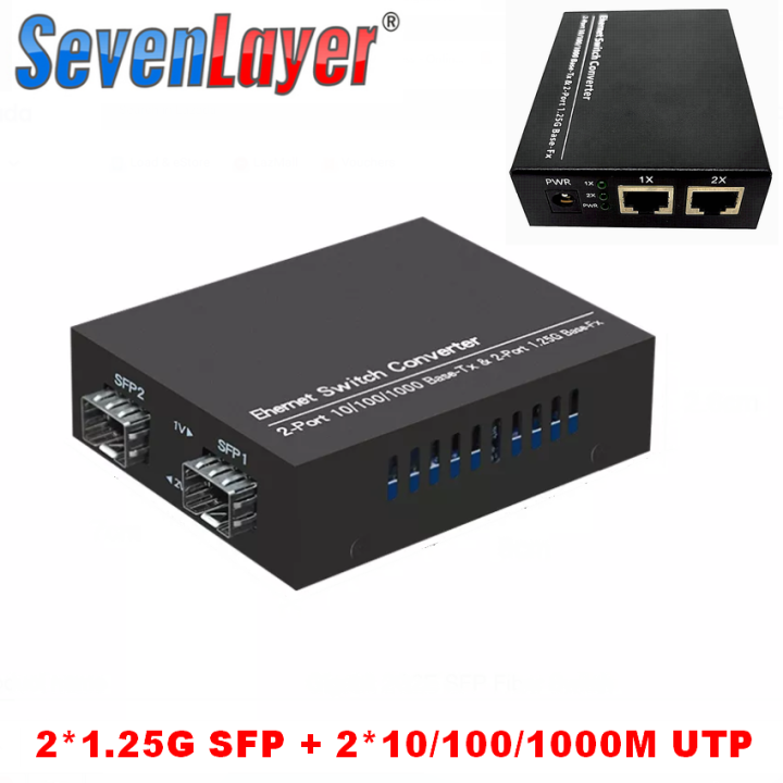 Ethernet Fiber Optical Switch 2 SFP Fiber Port 2 RJ45 2 UTP 10/100/1000M Media Converter Gigabit ...