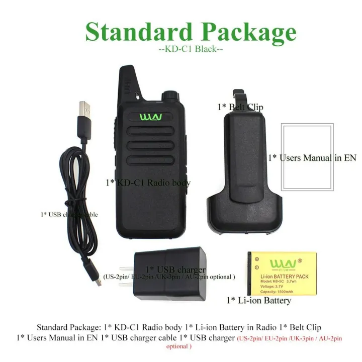 WLN KD-C1 5W 16 Channel UHF 400-470MHz Two-Way Walkie Talkie Radio (1pc ...