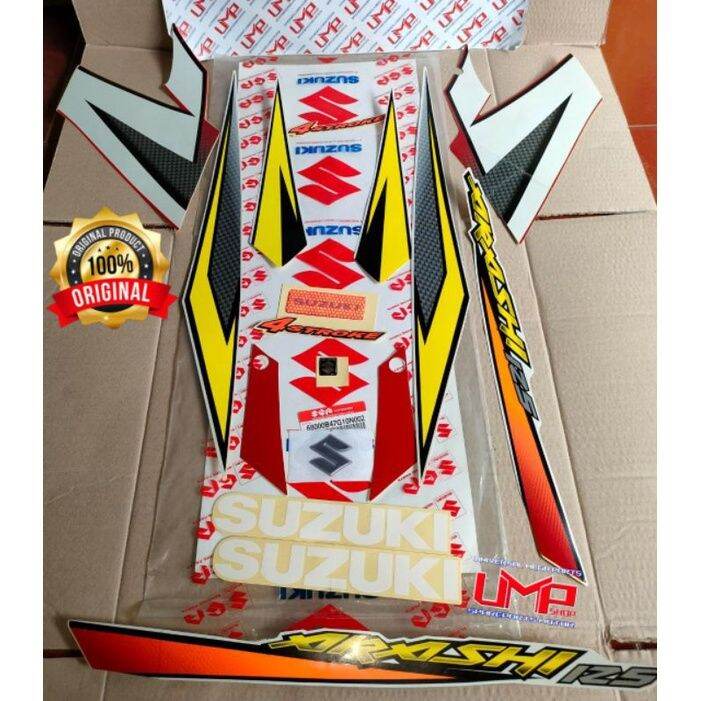 STRIPING STIKER BODY MOTOR SUZUKI ARASHI 125 KUNING ORIGINAL SGP ...