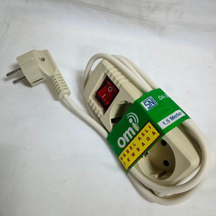 Stop Kontak OMI KS Series 2 Lubang+Saklar+Kabel 1,5M/3M/5M Standar SNI ...
