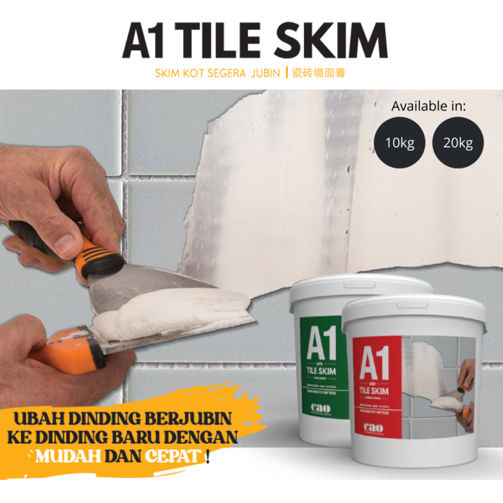 A1 Tile Skim 688 10kg - Plaster on Existing Tiles | Lazada