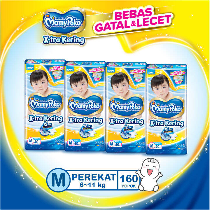 Mamypoko X-tra Kering ukuran M 40 [6-11kg] [isi 4 Packs] Popok Bayi Tipe Perekat | Lazada Indonesia