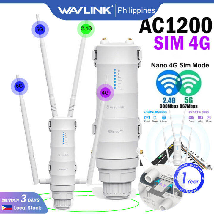 Wavlink AC1200 4G LTE Outdoor Waterproof WiFi Router Dual Band Gigabit ...