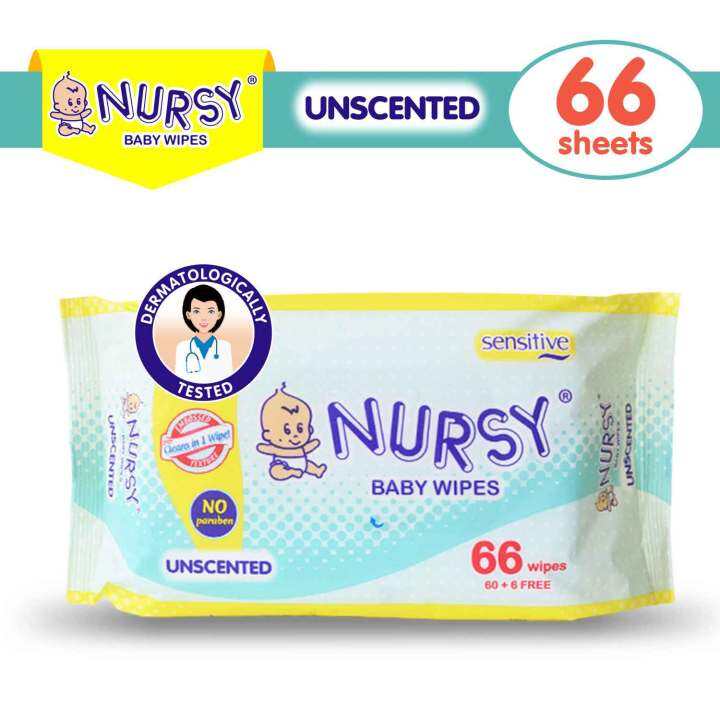 Nursy Baby Wipes Unscented - 66 pulls | Lazada PH