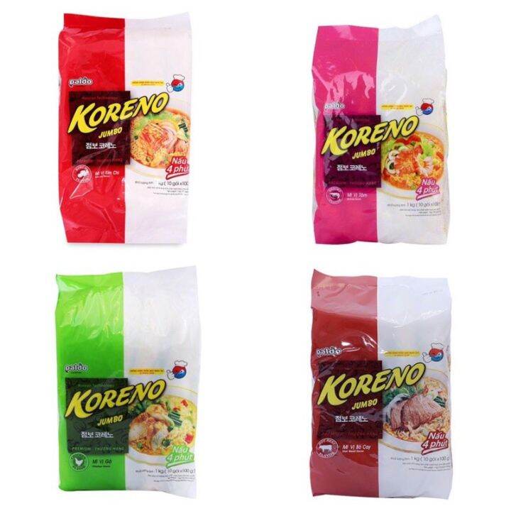 MÌ KORENO JUMBO HÀN QUỐC 1KG GÀ - TÔM - BÒ CAY - KIM CHI(Vị Kim chi ...
